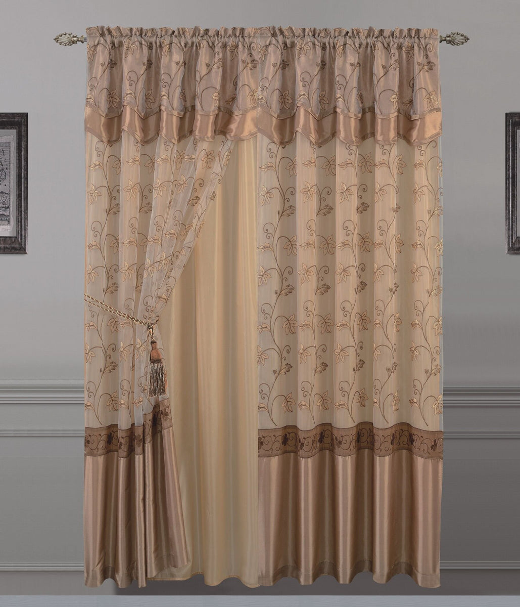 All American Collection New 2 Panel Elegant Embroidered Curtain with A ...